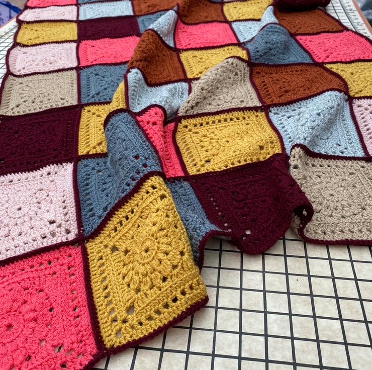 Granny Square Crocheted Lap Blanket in Rustic C... - Folksy