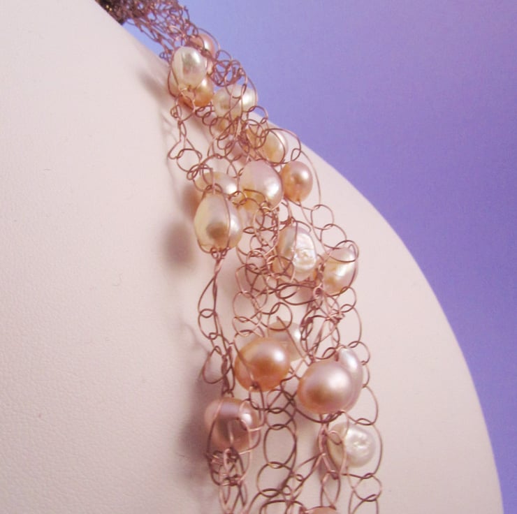 Pearl Crochet Necklace, Potato Pearl Necklace, ... - Folksy
