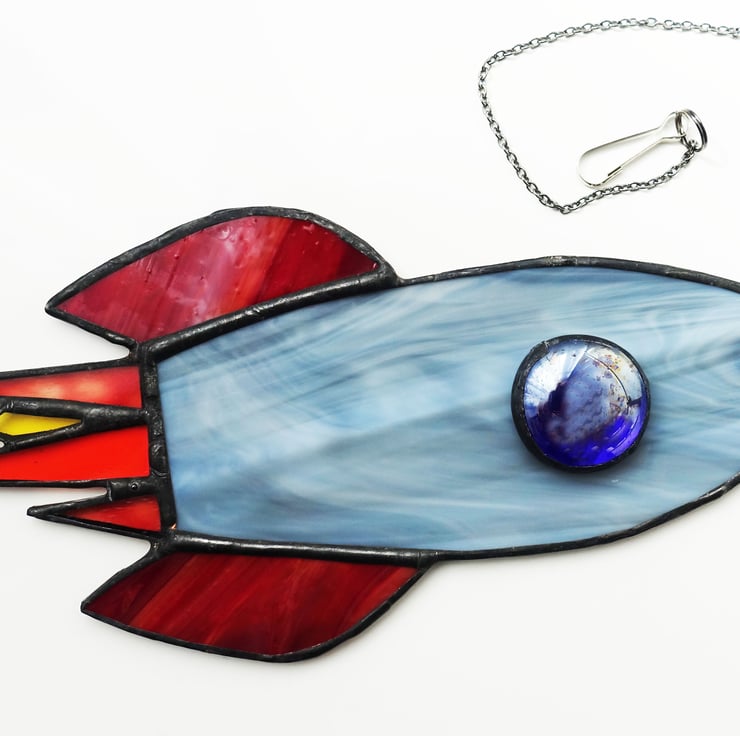 Rocket Suncatcher - Sci Fi Fans Stained Glass ... - Folksy
