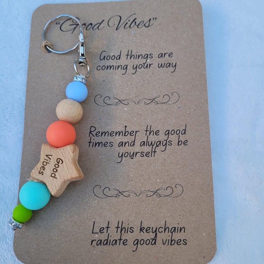 Good Vibes Only Keychain - Positive Reminder Gift - Folksy