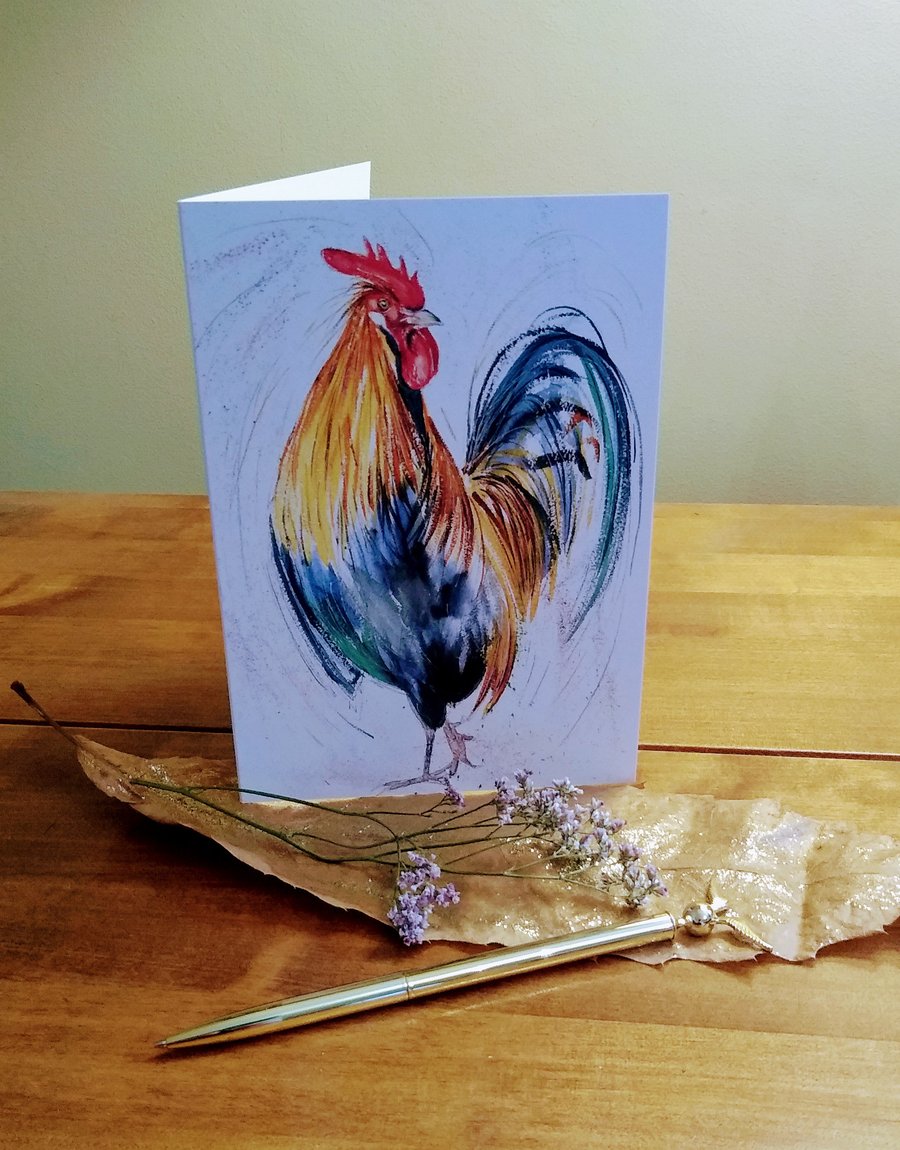 Cockerel Art Print Greetings Card - Folksy