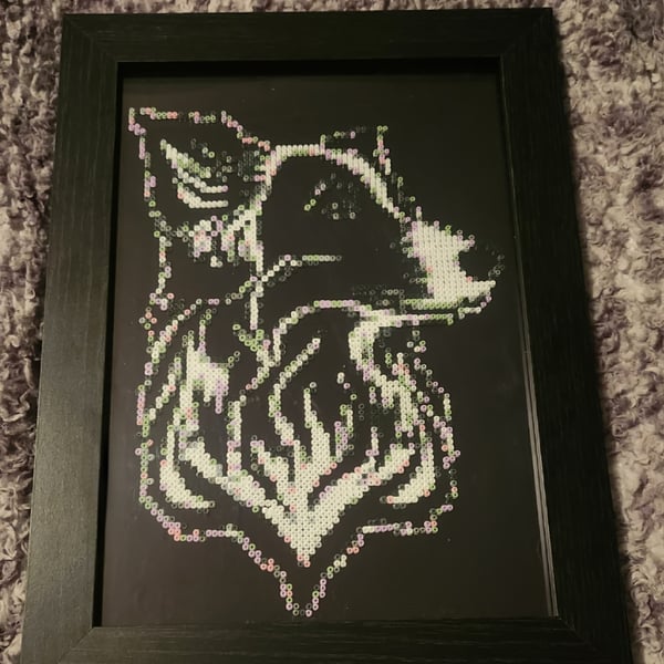 Framed Tribal Style hama bead Border collie - Folksy