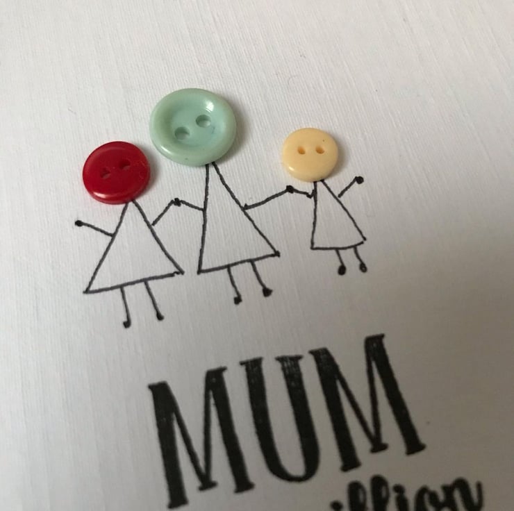 Button People Mothers Day Card - Mum in a Million - Folksy