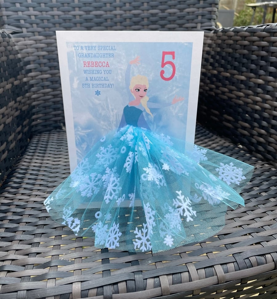 A5 handmade personalised elsa frozen birthday c... - Folksy