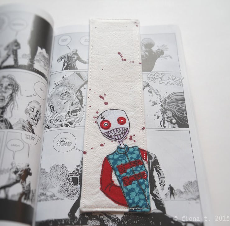 freemotion embroidered zombie bookmark - Folksy