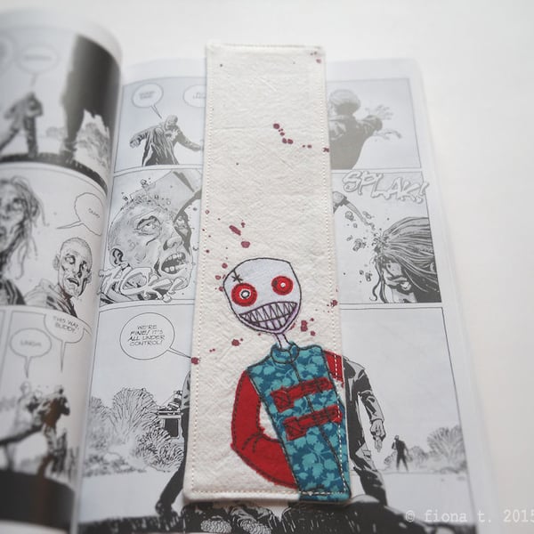 freemotion embroidered zombie bookmark - Folksy