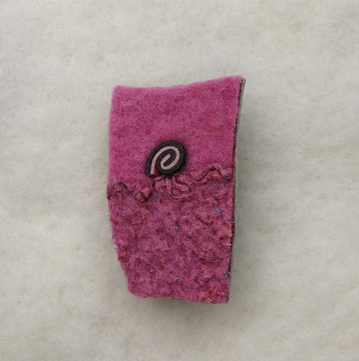 Hand felted pink brooch - Folksy