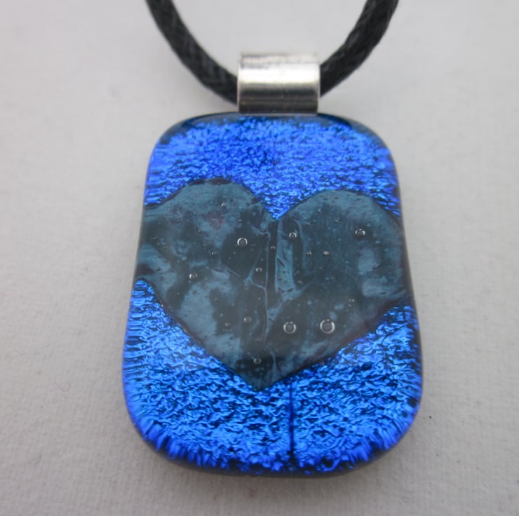 Handmade fused glass copper inclusion pendant -... - Folksy