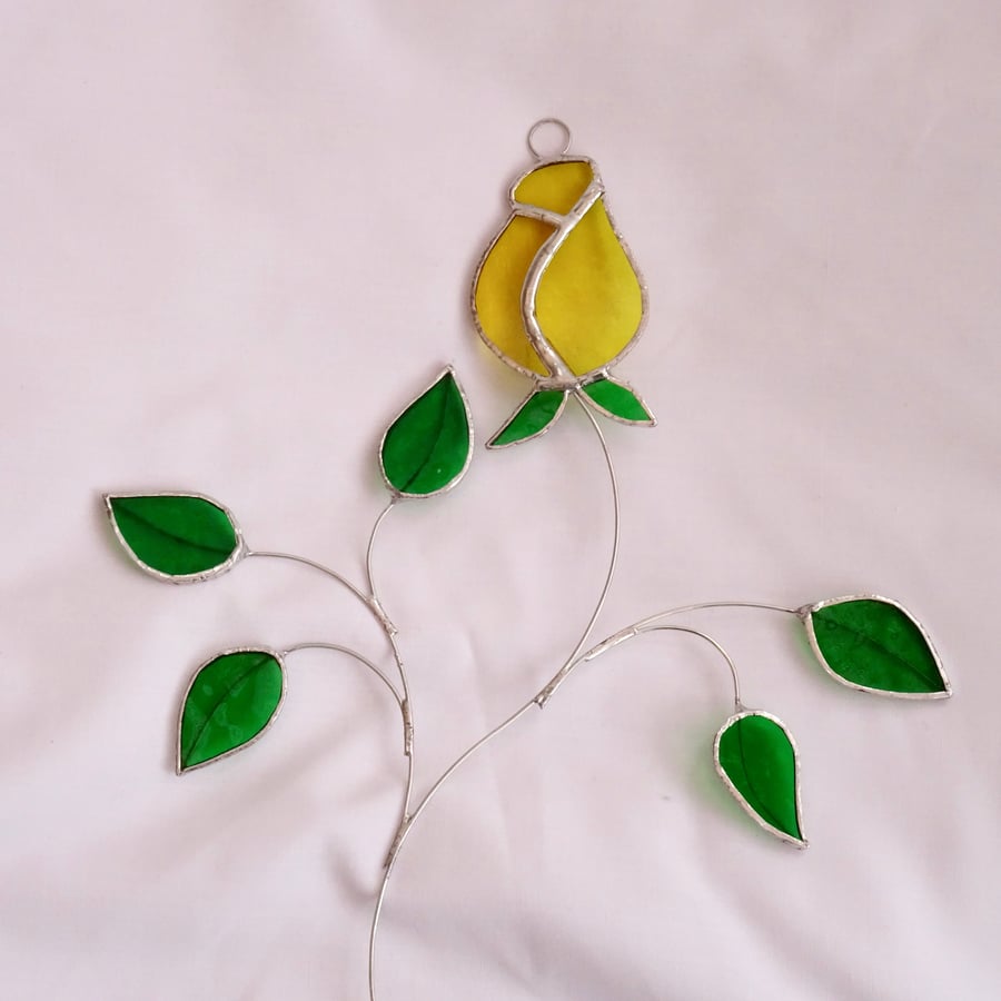 Stained Glass Rose Suncatcher Handmade Hanging ... - Folksy