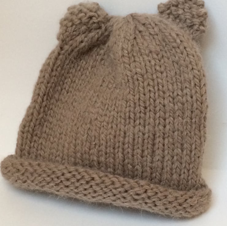 Teddy bear beanie hat for baby aged 0 to 3 mont... - Folksy