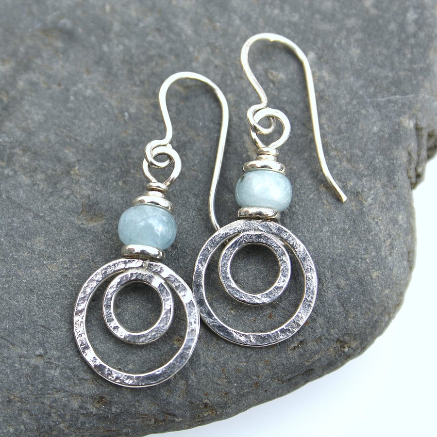 Silver and aquamarine Peacock earrings - Folksy