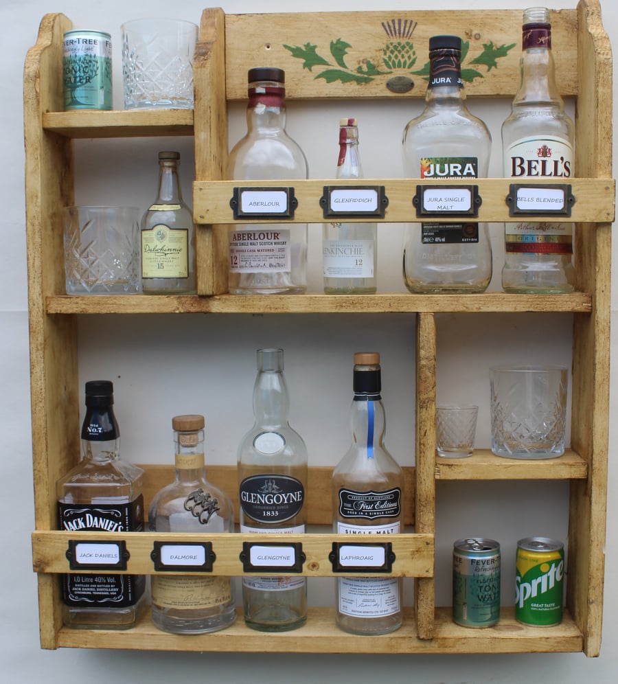 Whisky rack, 8 bottles with storage for glass's... - Folksy