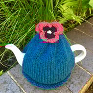 Pansy Knitted Tea Cosy - Folksy