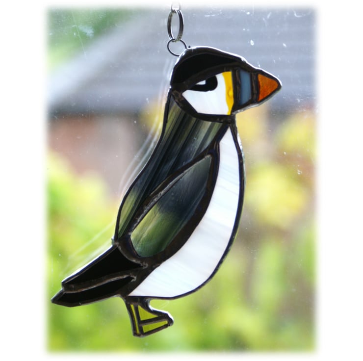 Puffin Suncatcher Handmade Stained Glass Bird - Folksy