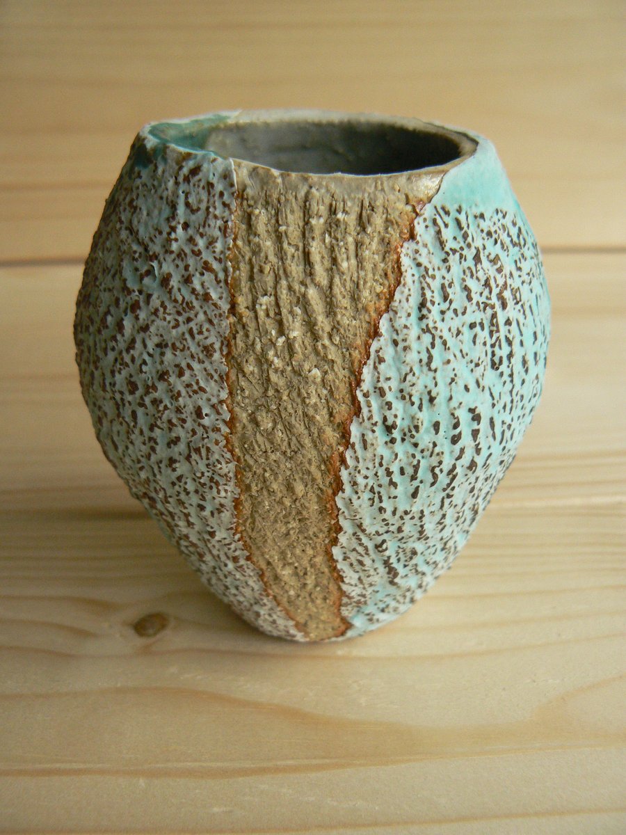 Turquoise Ceramic Pebble Vase - Folksy