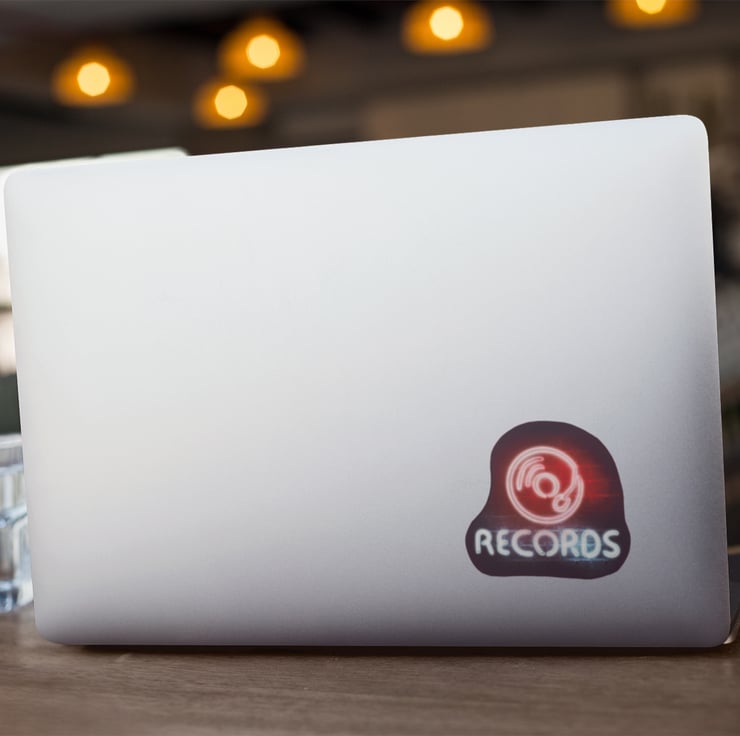 Neon Records Sign Stickers - Folksy