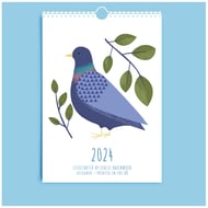2024 Illustrated Birds A5 Mini Wall Calendar - Folksy