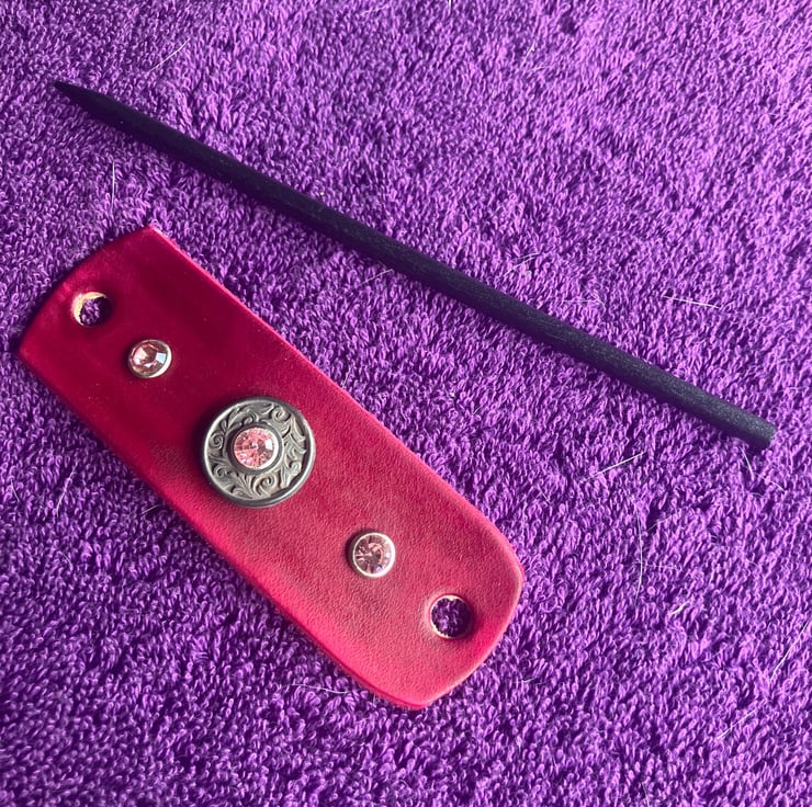 Dyed Red Leather Hair Stick Barrette - Florenti... - Folksy