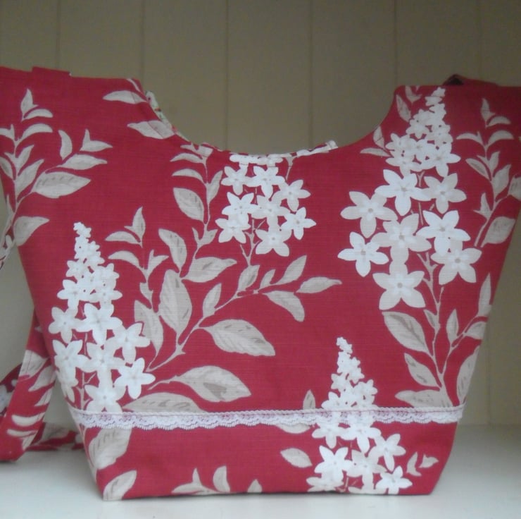 Raspberry print tote bag. - Folksy