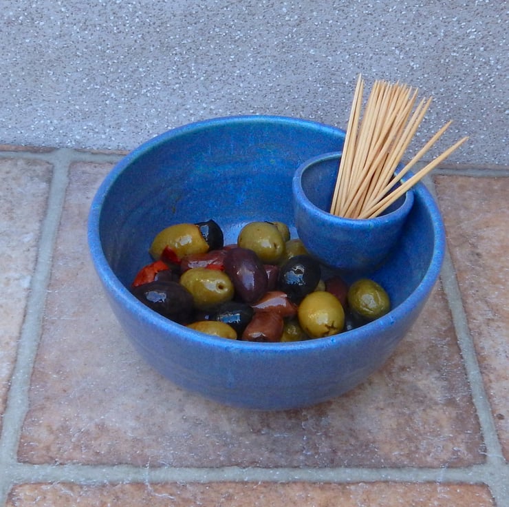 Olive serving dish hors d'oeuvres bowl hand thr... - Folksy