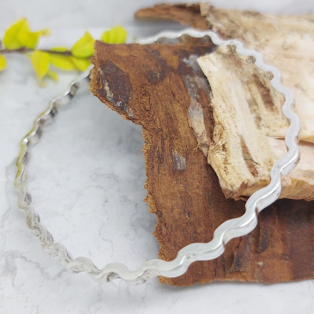 Sterling Silver Single Ripple Bangle - Folksy