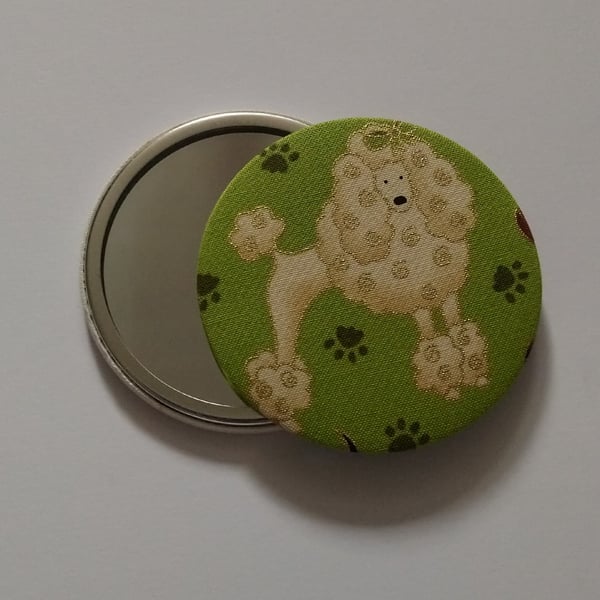 Poodle Dog Design Fabric Backed Pocket Mirror - Folksy