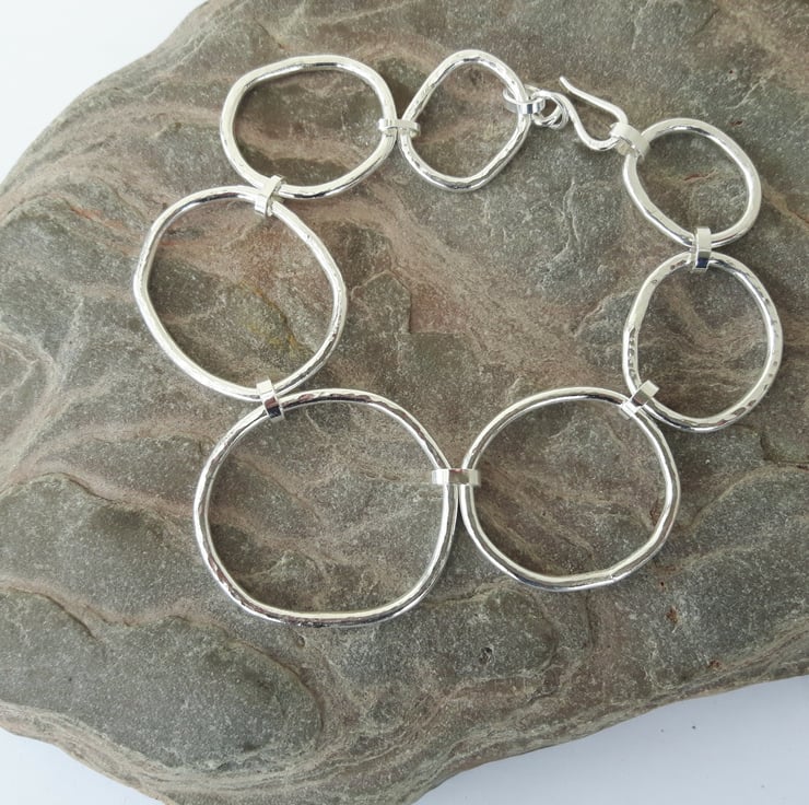 Sterling Silver Large Link Chain Bracelet, Hall... - Folksy