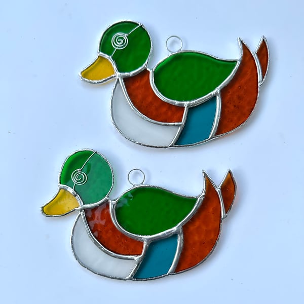 Stained Glass Mallard Duck Suncatcher - Handmad... - Folksy