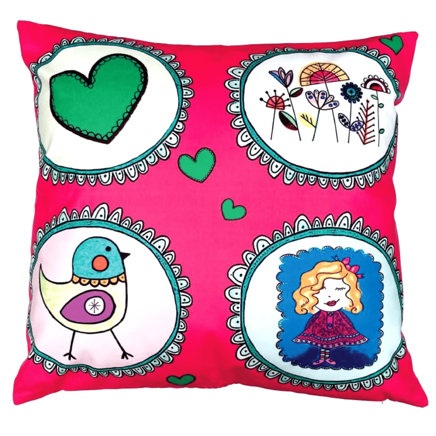 Cute, retro style Cushion - Folksy