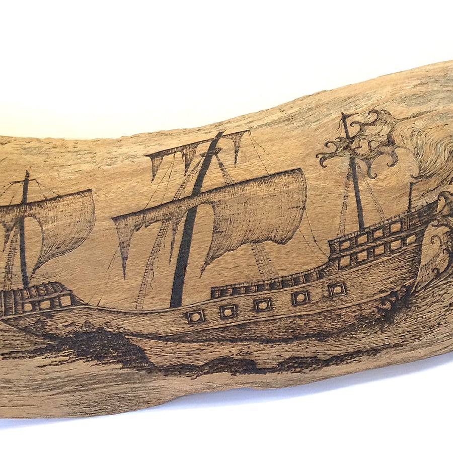 "Ghost of the Tide" - Pyrography on D... - Folksy