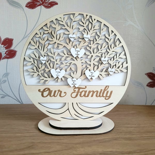 Family Tree, laser cut wooden wall decoration - Folksy