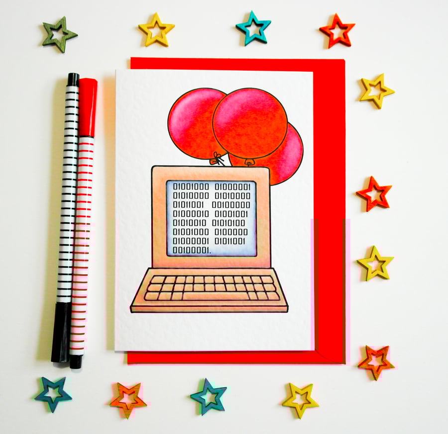 Happy Birthday! Binary Birthday Card, Card for ... - Folksy