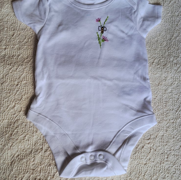 Bee vest, onesie, hand embroidered, age 9-12 mo... - Folksy