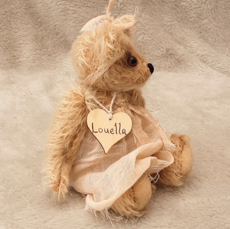 Mini Mohair bear, dressed miniature teddy bear,... - Folksy