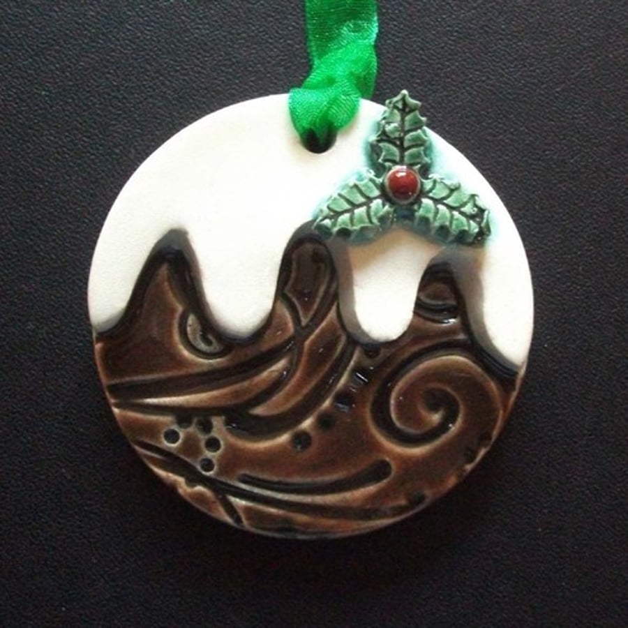 ceramic Xmas pudding decoration - Folksy