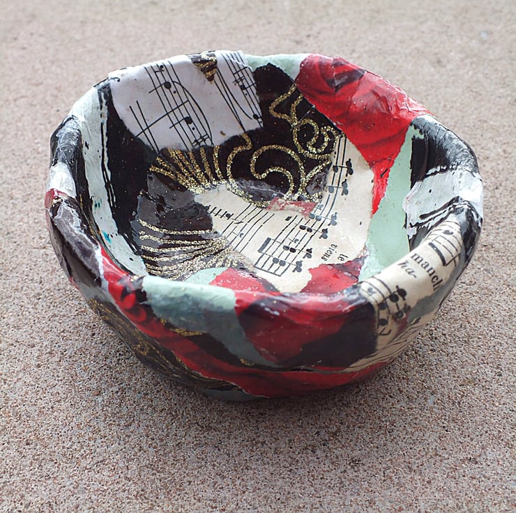 Funky Ceramic Bowl With Decoupage - Folksy
