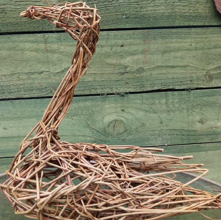 Swan, woven willow, bird, creatures, wicker, na... - Folksy