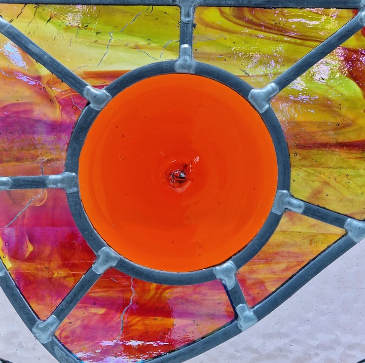 Stained glass orange sunset wave leaded panel - Folksy