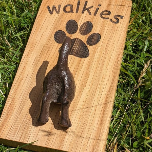 Personalised dog lead hook,Rustic lead hanger,C... - Folksy