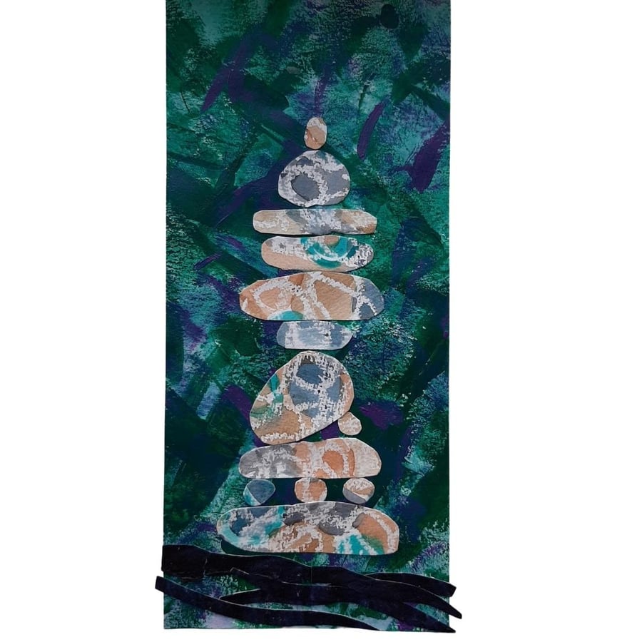 Stack of Pebbles Paper Collage - Folksy