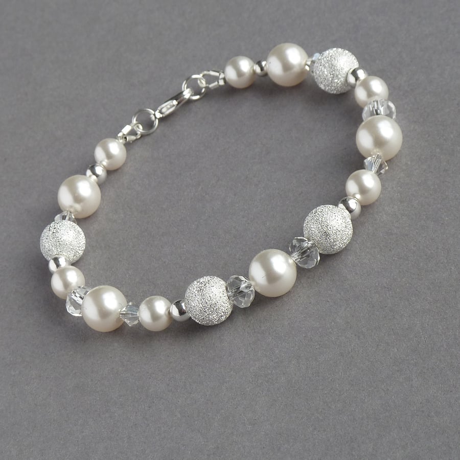 Sparkly Stardust Bracelet - White Pearl and Cry... - Folksy