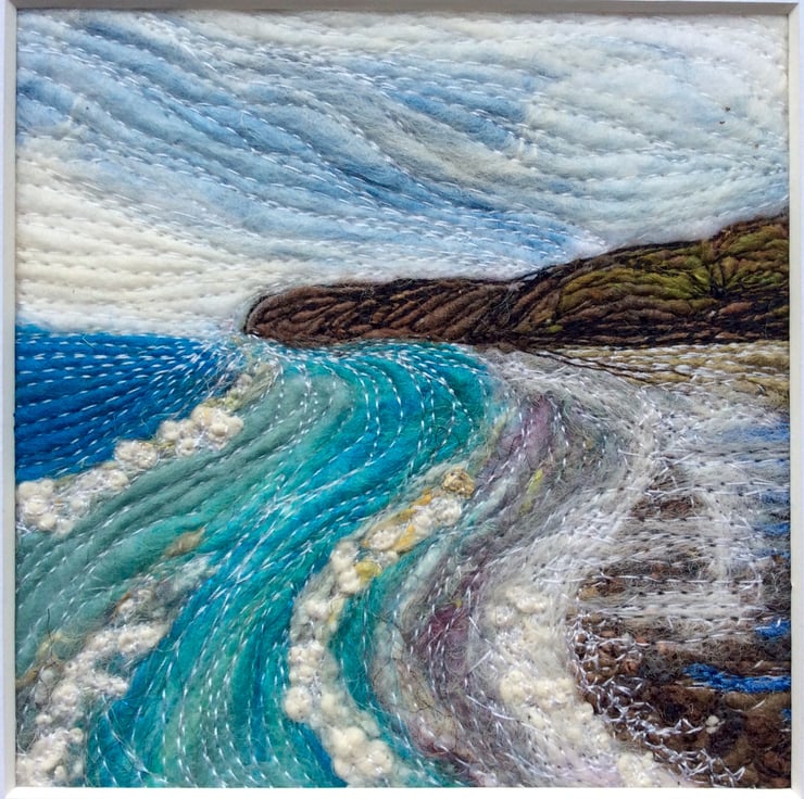 Embroidered needle felted seascape. - Folksy