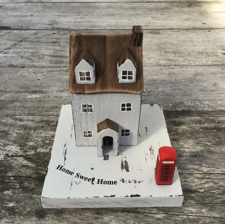 Handmade House with Retro telephone box - Folksy