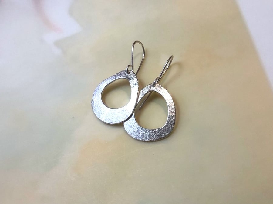 Silver Random Shaped Hoop Dangle Earrings - Folksy