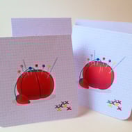 Set of Four Notecards,'Pretty Pins'Blank Noteca... - Folksy