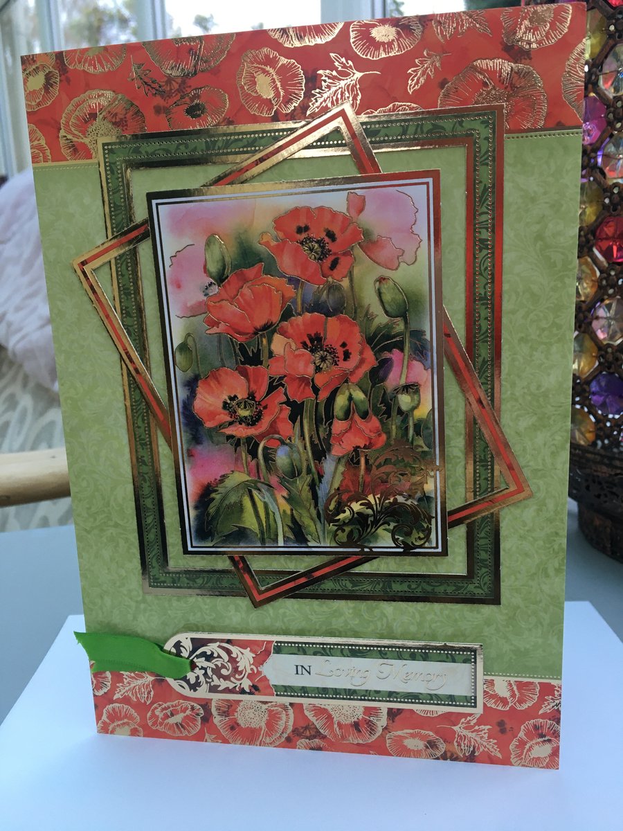 Poppy bouquet Sympathy card - Folksy