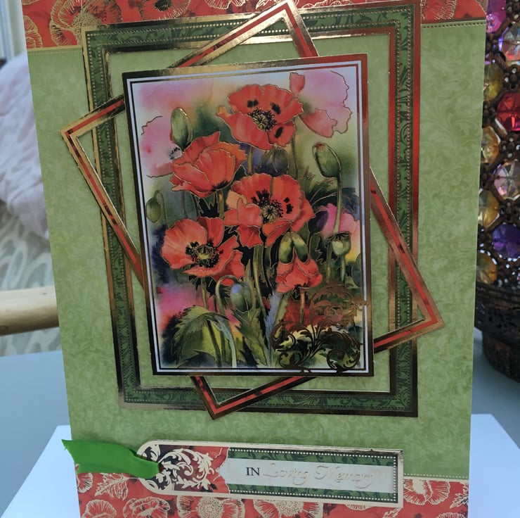 Poppy bouquet Sympathy card - Folksy