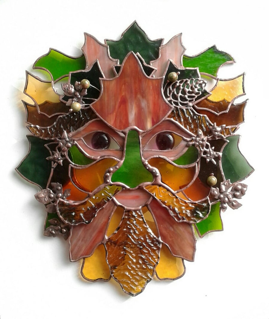 Stained Glass Green Man - Rustle - Folksy