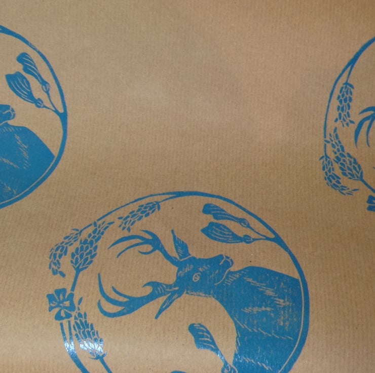 Hand Printed Stag Wrapping Paper - Folksy