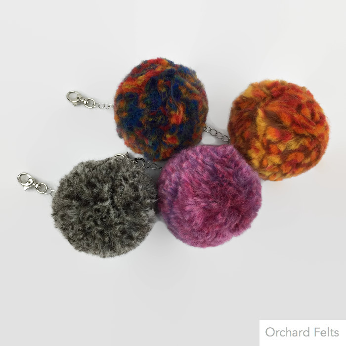 Merino wool pom pom bag charm in orange - Folksy